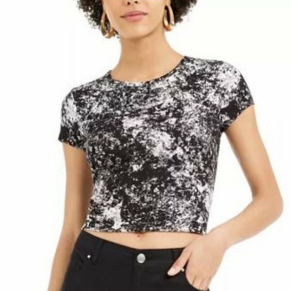 Bar III | Tops | Bar Iii Marble Print Crewneck Crop Top | Poshmark